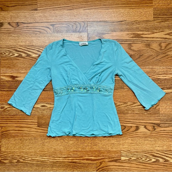 A. Byer | Tops | Y2k Turquoise Top | Poshmark